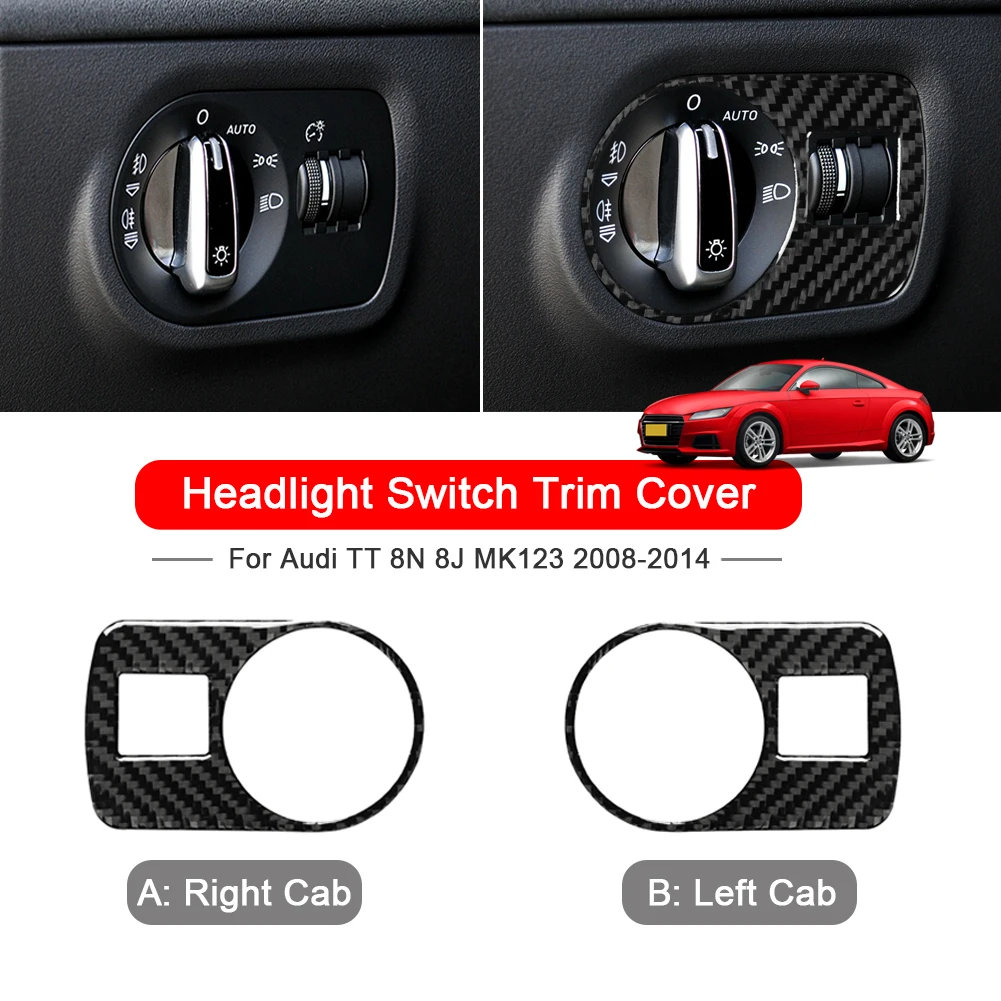 Carbon Fiber Car Headlight Switch Button Frame Cover Trim Interior ...