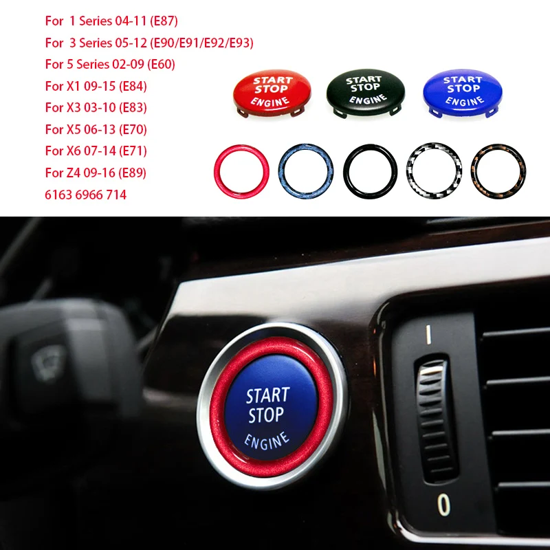 Car Engine START Button Replace Cover STOP Switch Accessories Key Decor ...