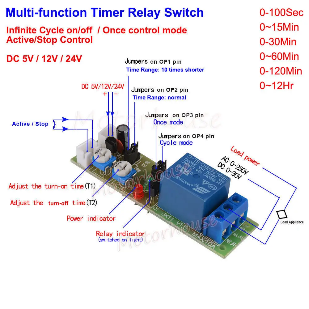 DC-5V-12V-24V-Adjustable-Trigger-Delay-Time-Turn-On-Off-Relay-Switch ...