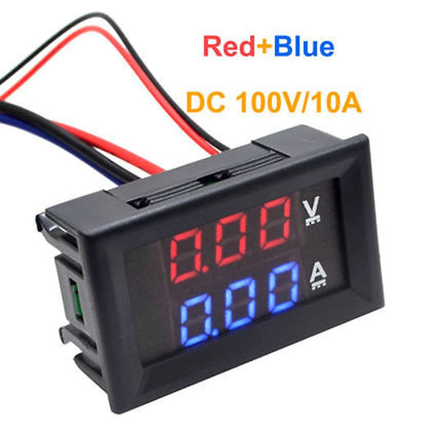 DSN VC288 DC 100V 10A Voltmeter Ammeter Blue + Red LED Amp Dual Digital ...