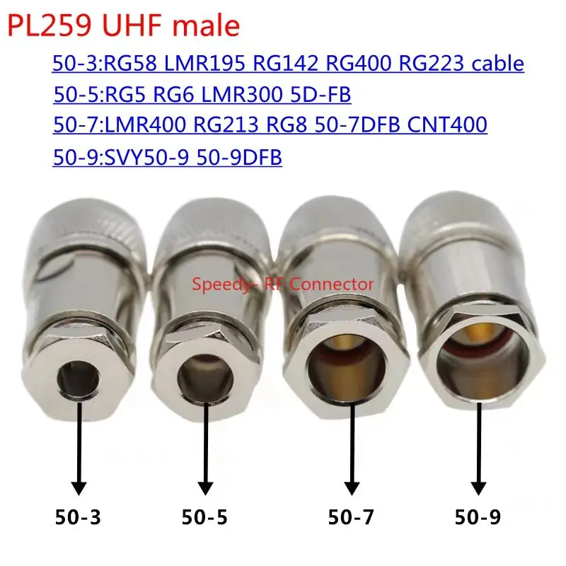 1-10Pcs PL259 UHF Male Clamp Connector Socket Clamp Solder for RG5 RG6 ...