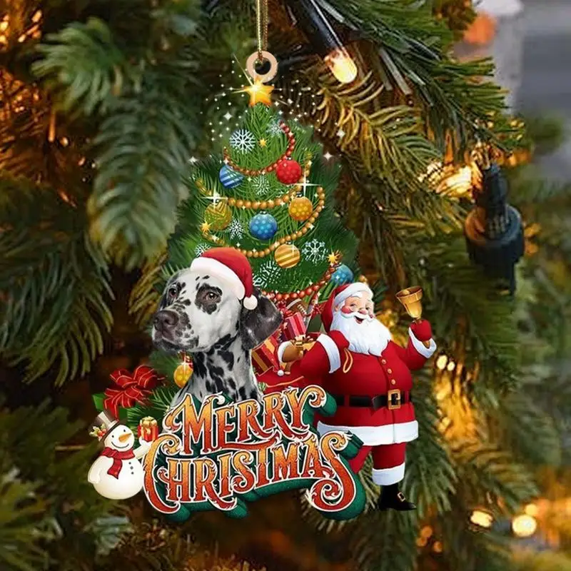 Dog-Tree-Ornaments-Dog-And-Santa-Christmas-Decorations-For-Tree-2D-Flat ...