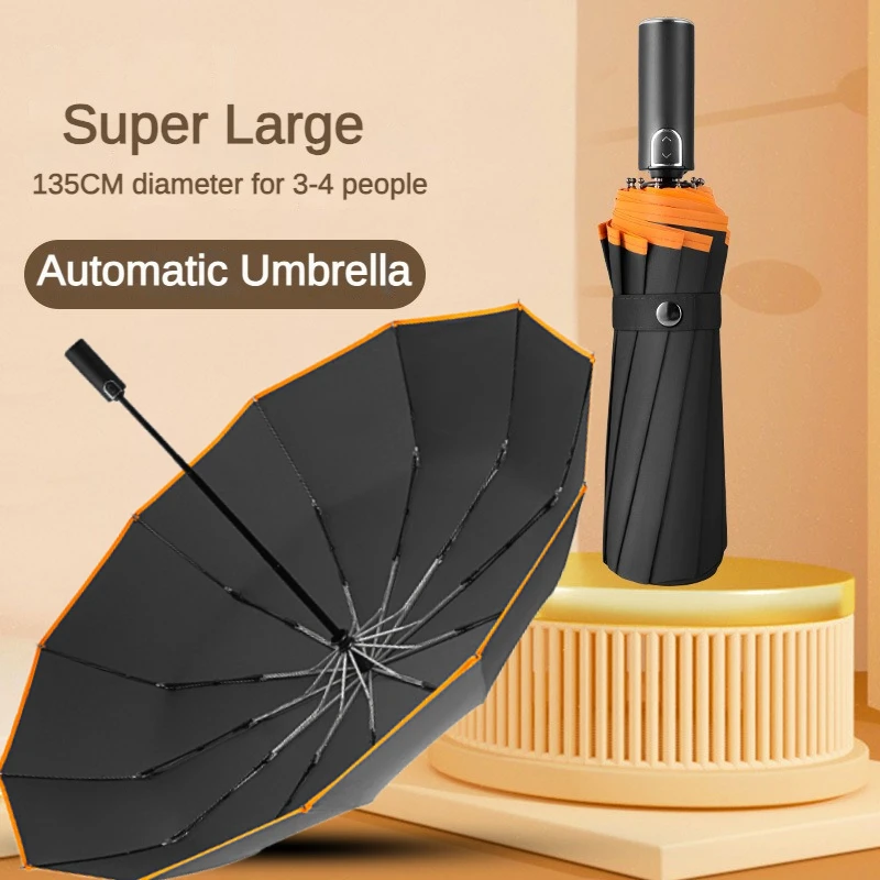 Super-Large-135CM-Umbrella-Fully-Automatic-Folding-Windproof-Strong ...