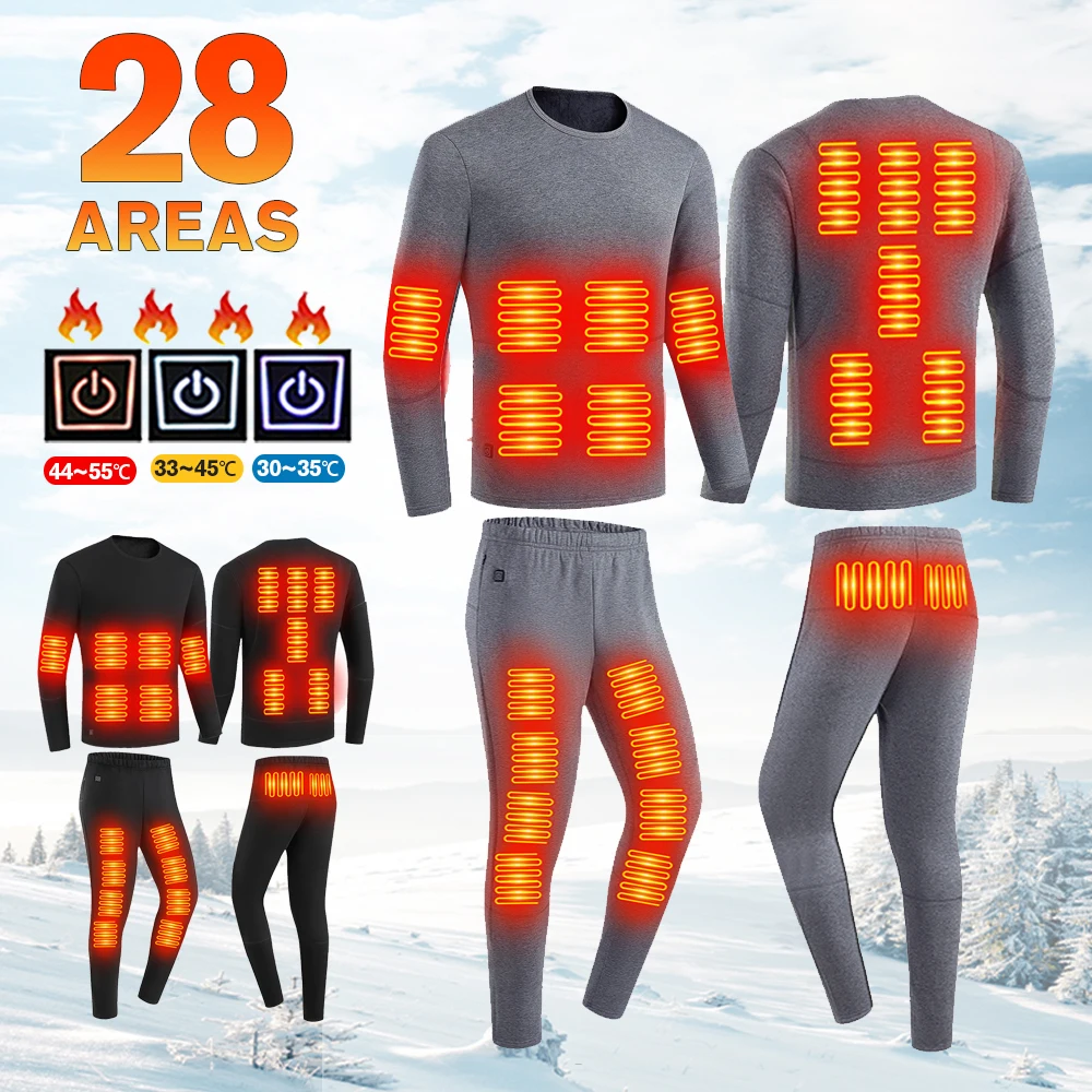 Heated Underwear 28 Areas Hiking Shirts Skiing Suites Tops Pant Men ...