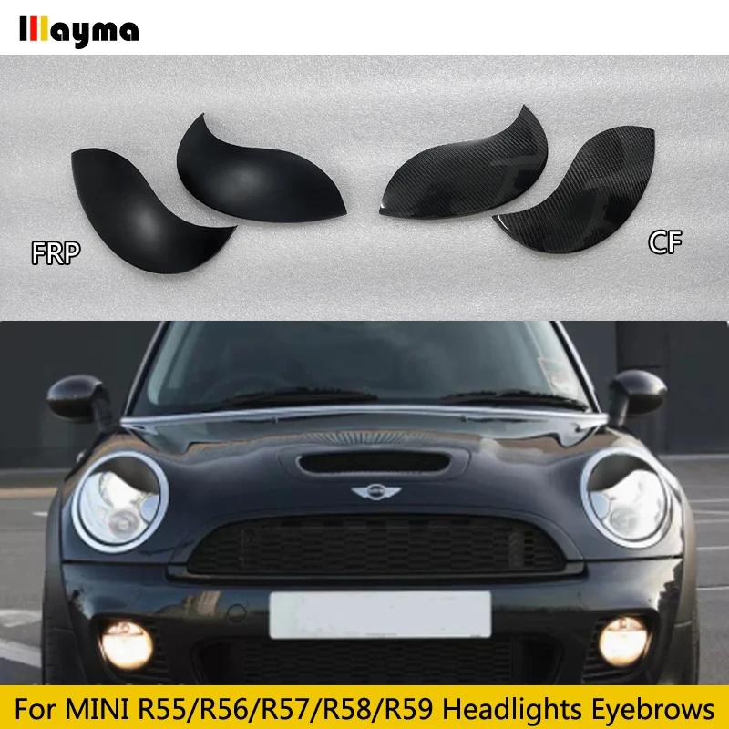 Carbon-Fiber-Car-Headlight-Eyebrows-Cover-FRP-Angry-Eyelids-For-MINI ...