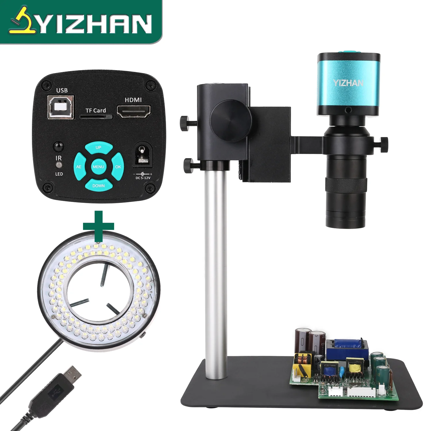 YIZHAN-cámara microscópica de vídeo Industrial, lente y luz de 48MP ...