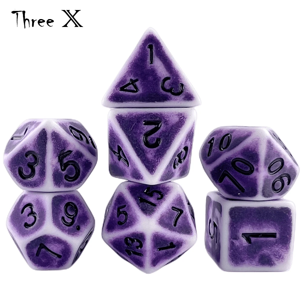 Retro-Effect-Dice-Set-7Pcs-Set-Bag-Polyhedral-TRPG-DNDGame-Rpg-Games ...
