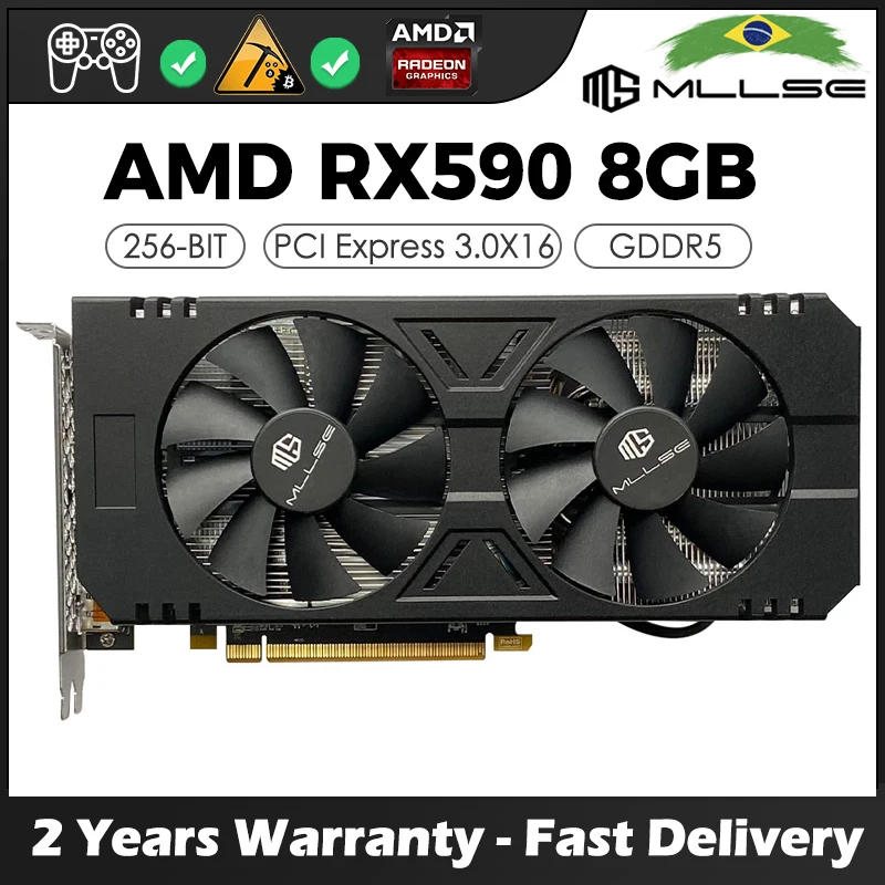 Placa gráfica para jogos MLLSE-AMD Radeon RX590, 8GB, GDDR5, 256bit ...