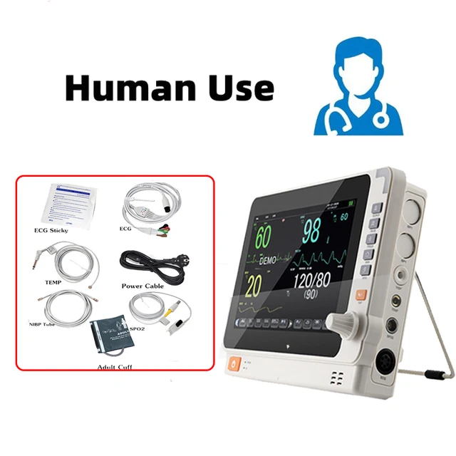 Portátil 6-Parameter 6-Parameter Monitor Paciente, 10 ", Uso Humano ou ...