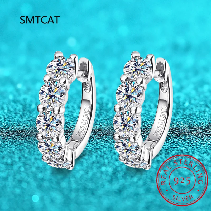 18k 3cttw Moissanite Hoop Earring for Women 4mm Stones D Color ...