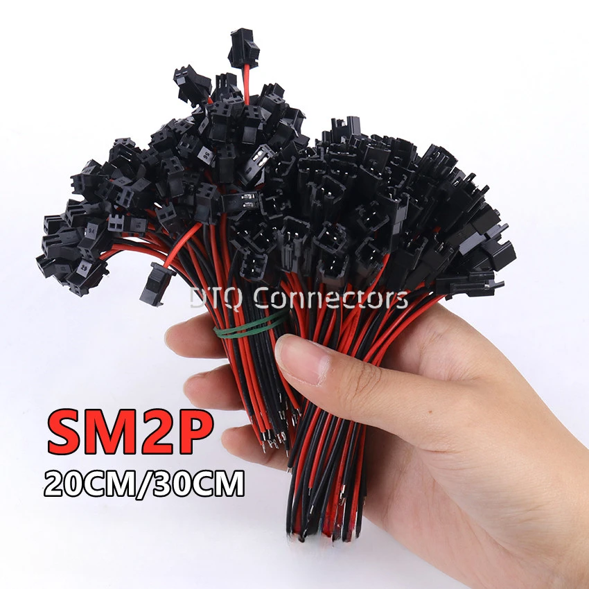 100pairs-2-54mm-SM-2-Pin-2P-Connector-Plug-Male-Female-Head-Wires ...