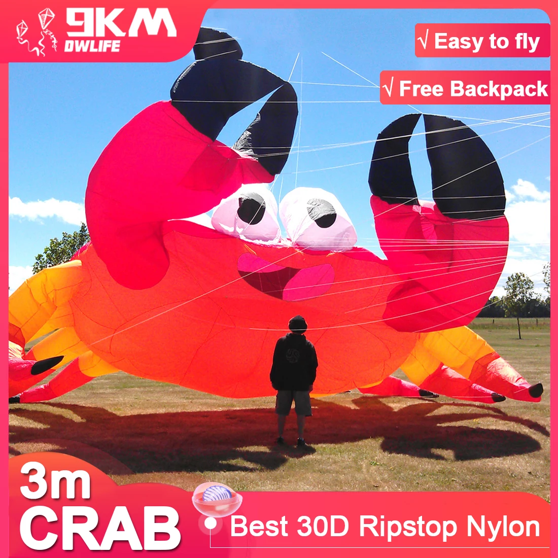 9KM 3m 크랩 연 라인 세탁 펜던트, 연 축제 30D 립스톱 나일론 원단 및 가방| | - AliExpress