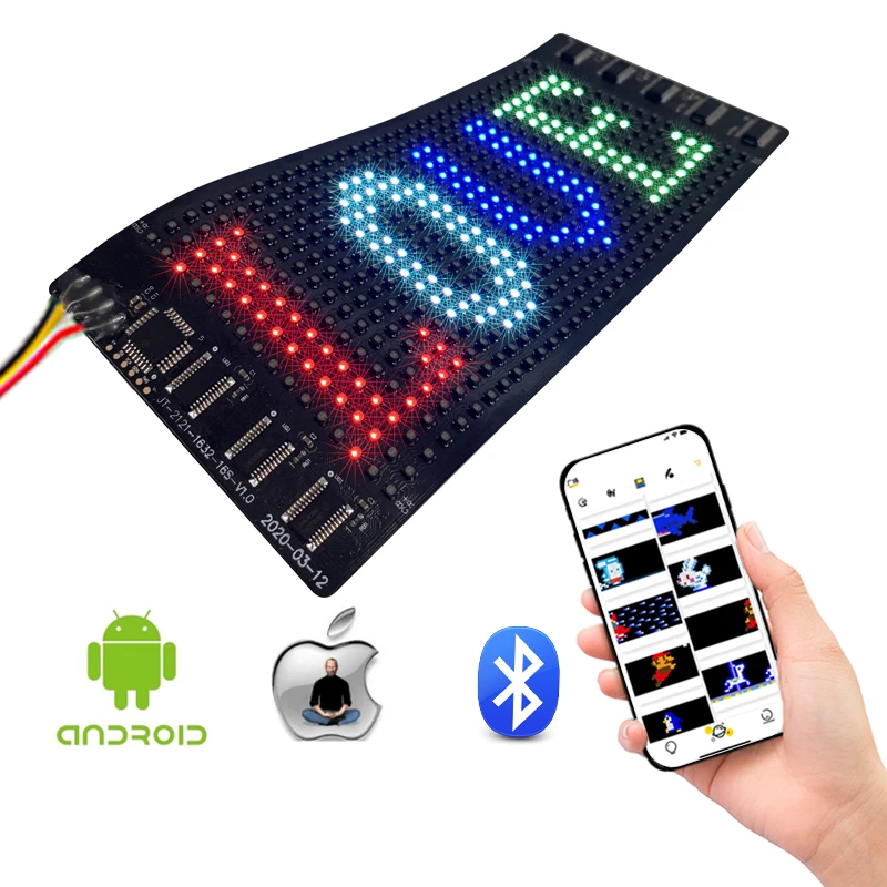 RGB Flexible LED Display Bluetooth Programmable Soft Sign Strip Lights ...