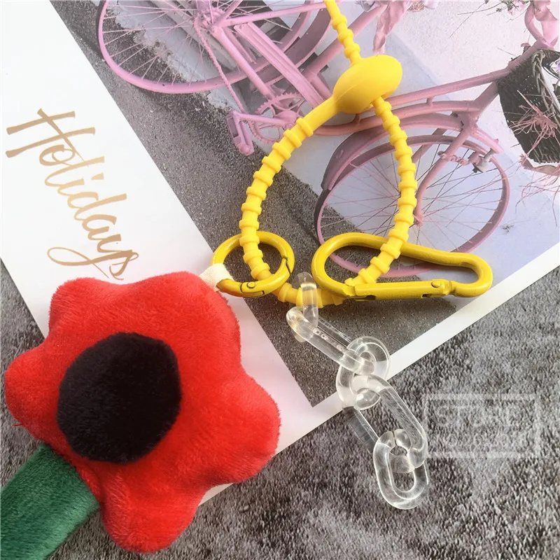 Dragonne,Lanière en peluche pour téléphone, motif fleurs, cordon pour ...