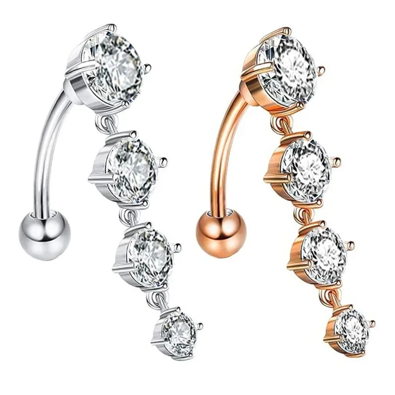 Woman-Sexy-Body-Piercing-Stainless-Steel-Zircon-Navel-Piercings-Female ...