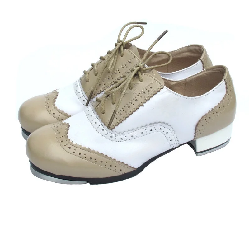 Leather Sneakers Color Blocking Step Dance Shoes For Children Men Women ...