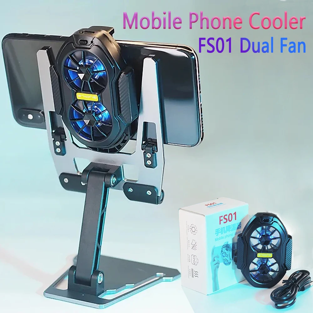 New FS01 Dual Fan Phone Cooler Rechargeable 600mAh Clip-on Strong ...