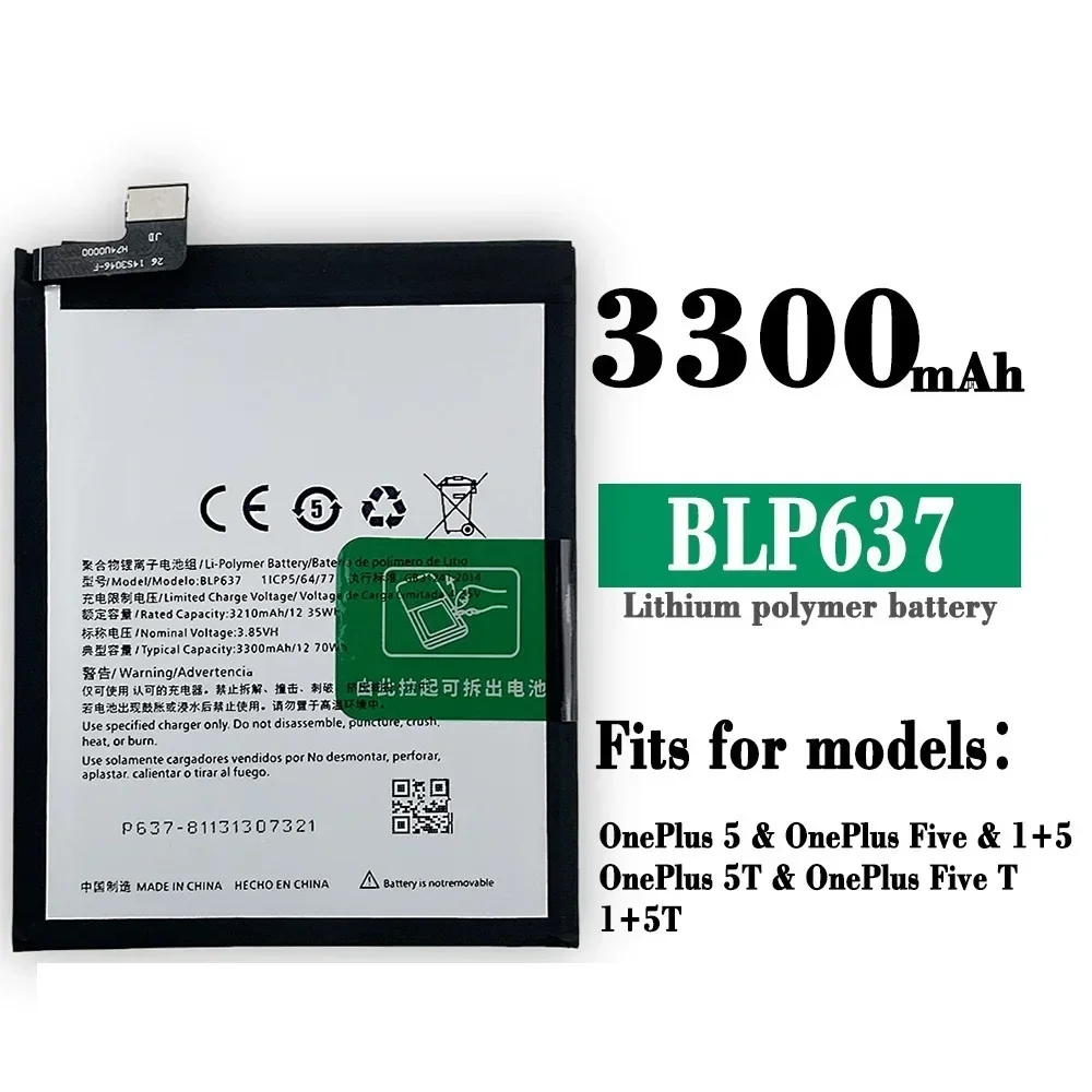 NEW-BLP637-Battery-For-OnePlus-5-5T-Mobile-Phone-3300mAh-Replacement ...
