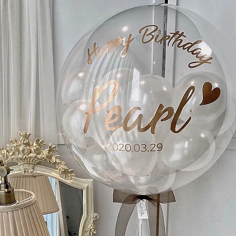 2/1Pc 18/24/36inch Bubble Balloon with Custom Name Sticker Personaled ...