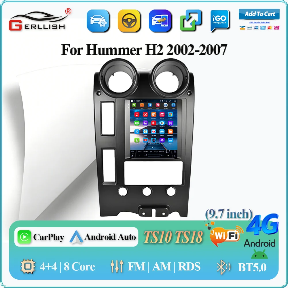 GERLLISH Premium 9.7' Car Stereo for Hummer H2 2002-2007 with CarPlay ...
