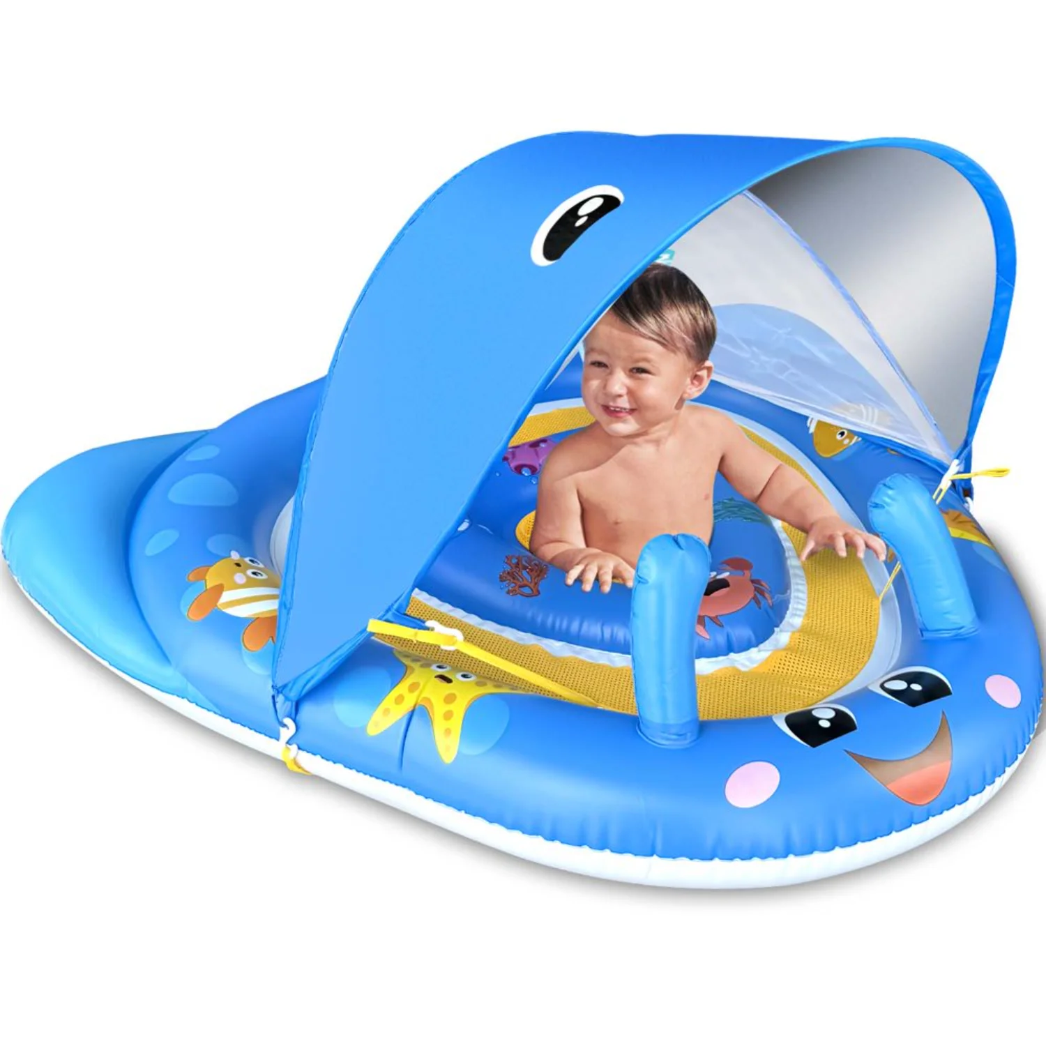 NEWCE-Baby-Pool-Float-com-dossel-anel-de-nata-o-infl-vel-assento-de ...