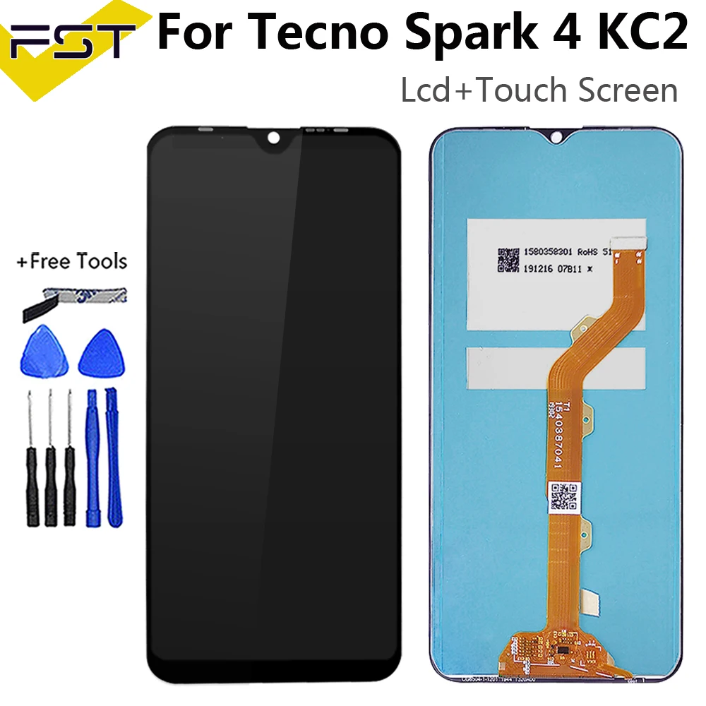 Touch Screen Digitizer Assembly para Tecno Spark 4 Lite, LCD KC2 Display, Reparo Sensor ...