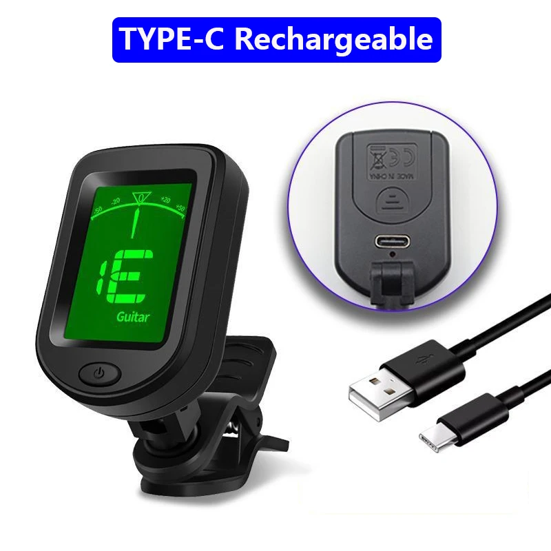 NEW-Rechargeable-Guitar-Tuner-For-All-Instruments-Clip-on-Electronic ...