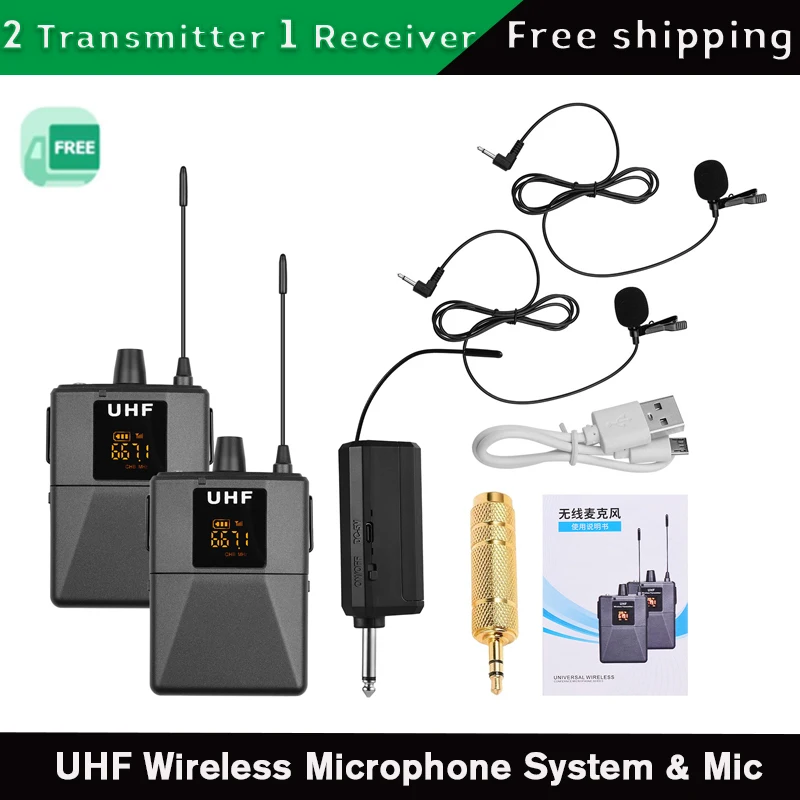 UHF-Wireless-Microphone-System-Mic-Body-pack-Transmitter-and-Receiver-6 ...