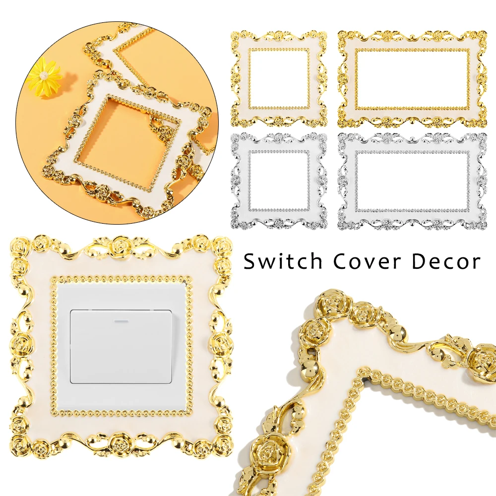 Elegant-Gold-Silver-Resin-Edge-Light-Switch-Cover-Wall-Sticker-Surround ...