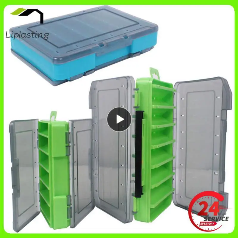 Fishing-Tackle-Box-Lure-Storage-14-Compartments-Double-Sided-Open-Case ...