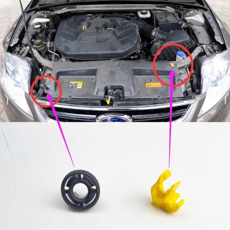 Engine-Cover-Support-Rod-Clip-Bracket-Base-Rubber-Sleeve-for-Ford ...