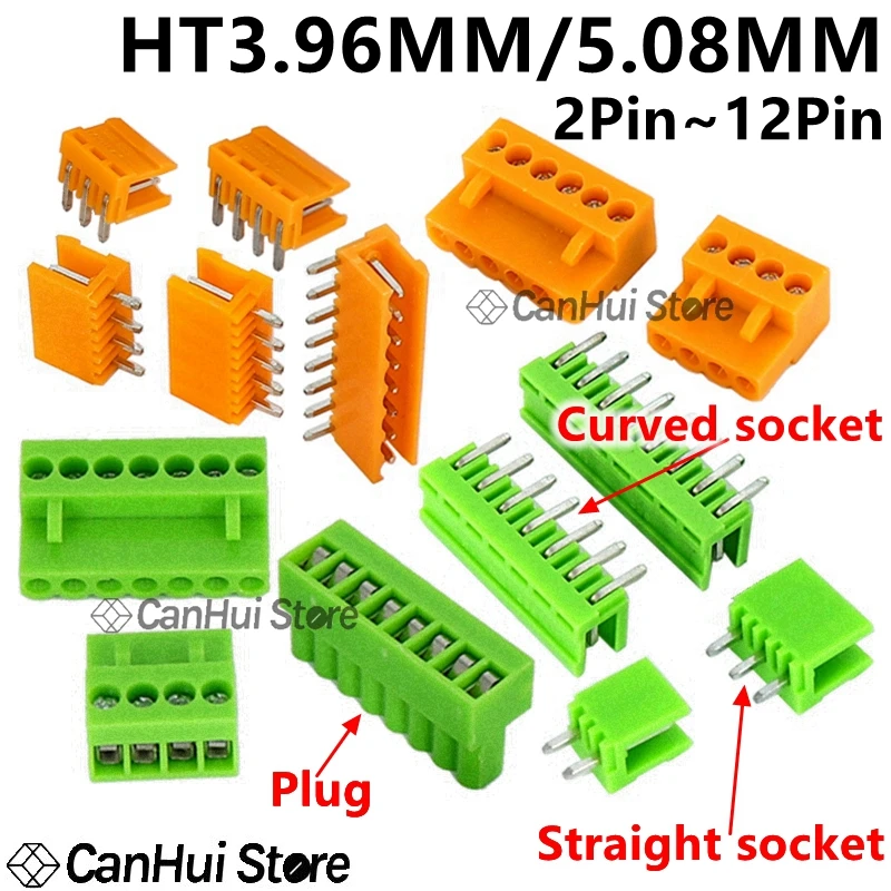 5-10pcs Ht396 Ht508k/v/r Ht3.96 Ht5.08mm Spacing Orange Green Pluggable ...