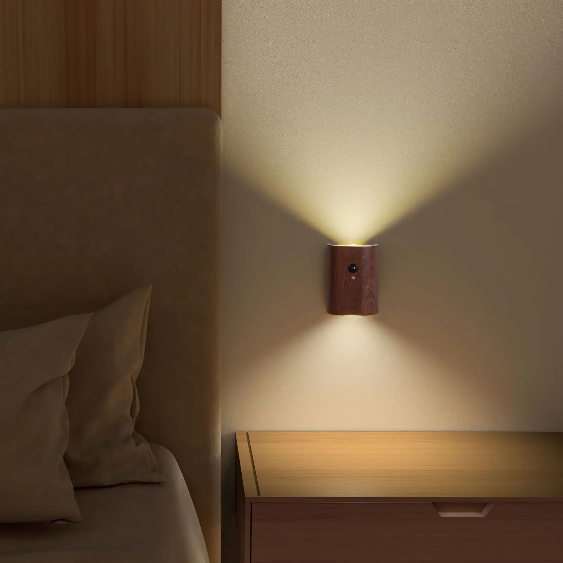 LED-Motion-Sensor-Induction-Night-Lights-Wooden-Wireless-USB ...