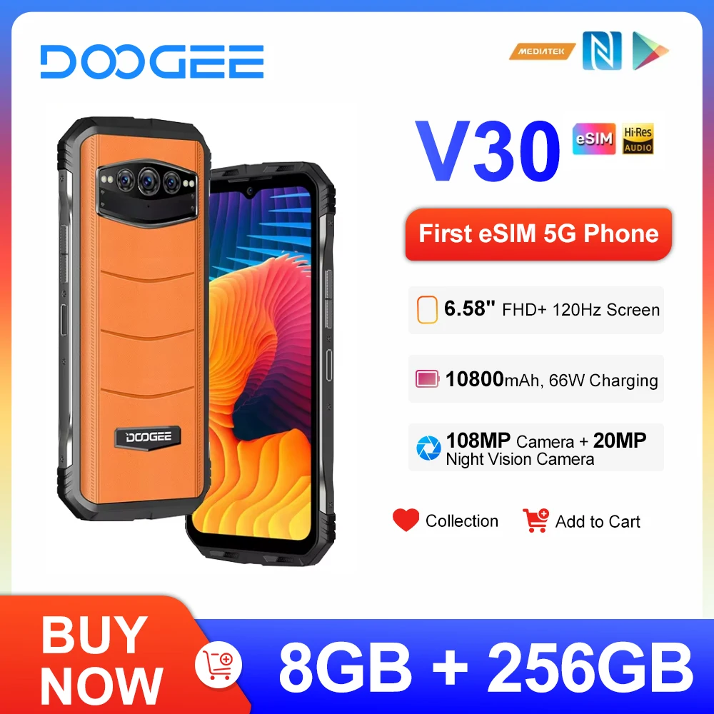 DOOGEE-V30-First-eSIM-5G-Smartphone-MTK-Dimensity-900-6nm-Processor-10800mAh-108MP-Cellphones ...