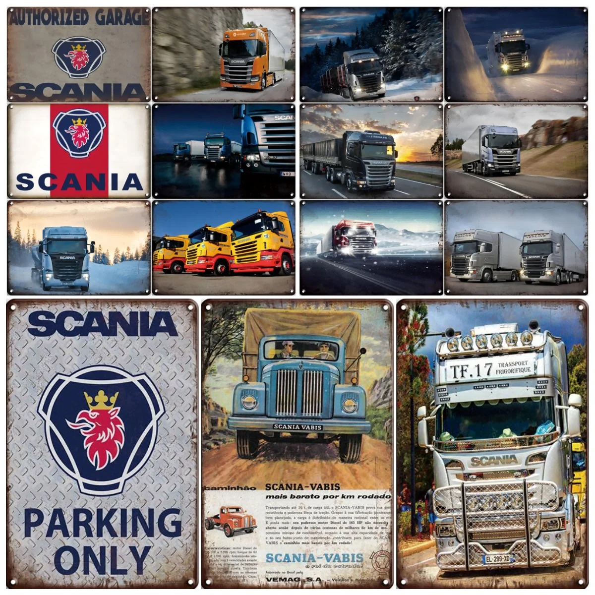 Chic-Truck-Metal-Poster-Tin-Sign-Vintage-Scania-Art-Painting-Metal ...