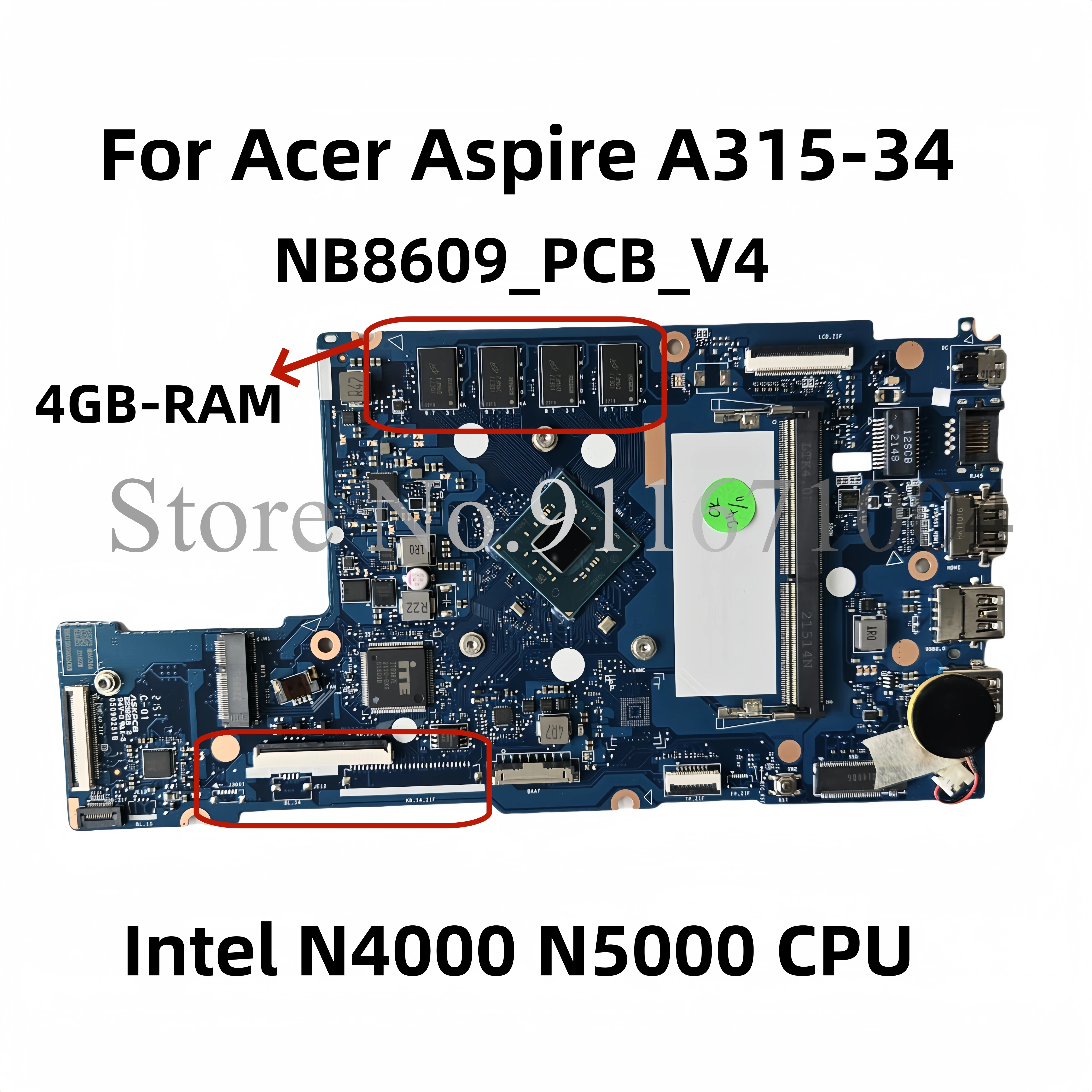 For-Acer-Aspire-A315-34-Laptop-Motherboard-With-Intel-N4000-N5000-CPU ...