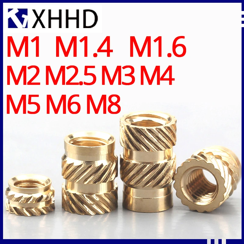 Brass Insert Nut M1 M1.4 M1.6 M2 M2.5 M3 M4 M5 M6 M8 Knurled Thread Nutsert Hot Melt Heat ...