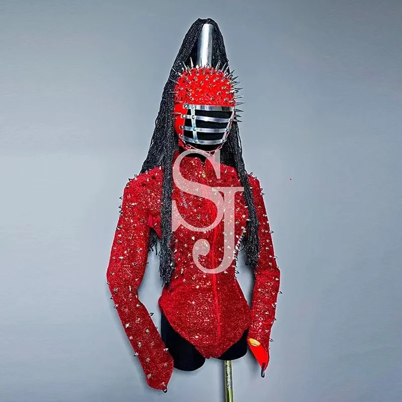 Nightclub-Gogo-Dance-Clothes-Punk-Helmet-Drag-Queen-Outfit-Rave ...