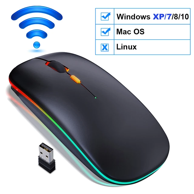 Wireless Mouse Computer RGB Bluetooth Mouse Slient Rechargeable Mice ...