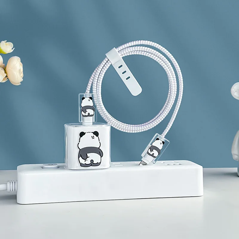 Cute-Panda-Charger-Case-for-IPhone-18W-20W-Transparent-Data-Wire-Winder ...