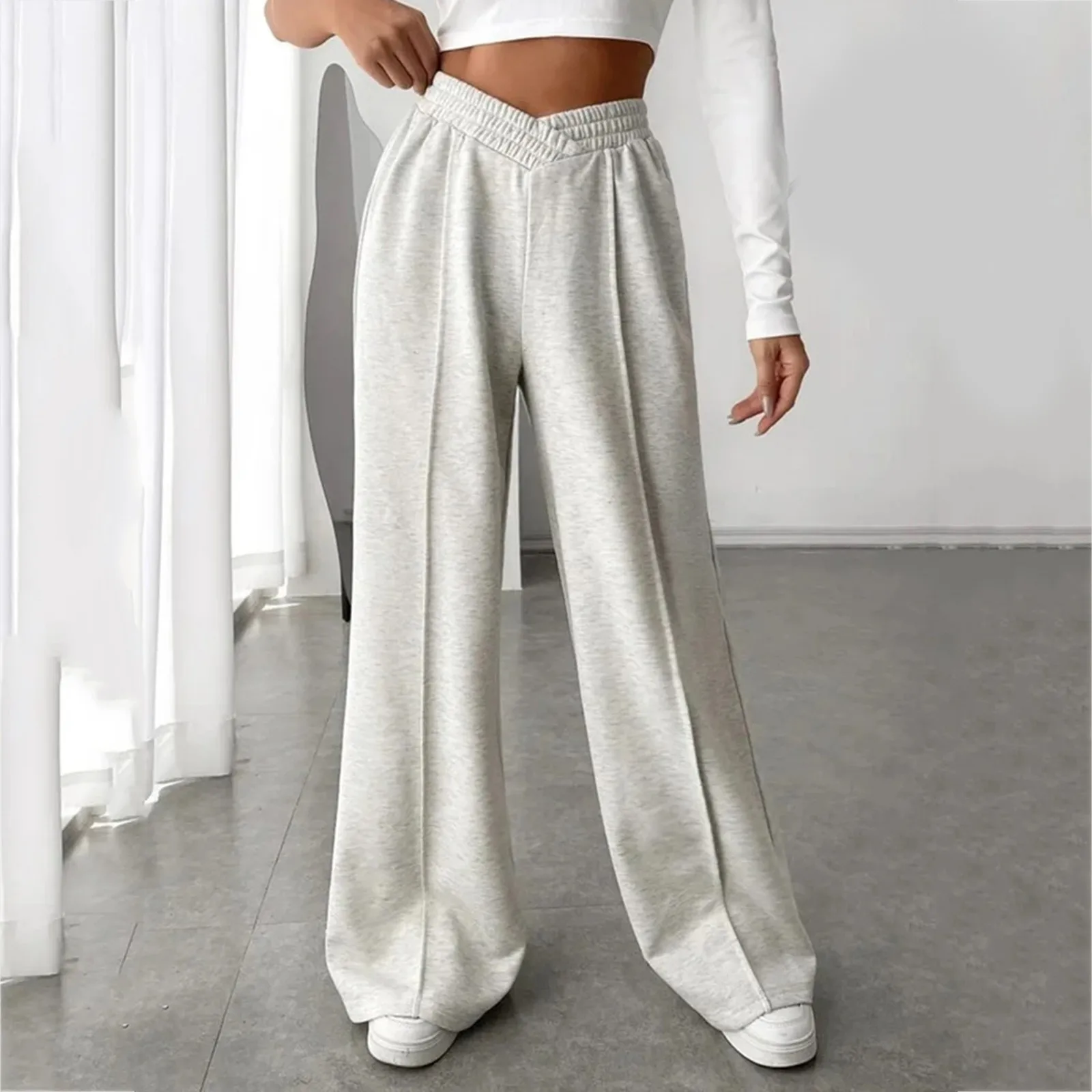 Gray-Sweatpants-Women-Loose-Casual-Pants-Comfortable-Pants-Solid-V ...