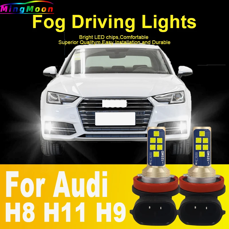 2X LED Fog Light Blub H8 H9 H11 Lamp Canbus No Error For Audi A4 B8 B9 ...
