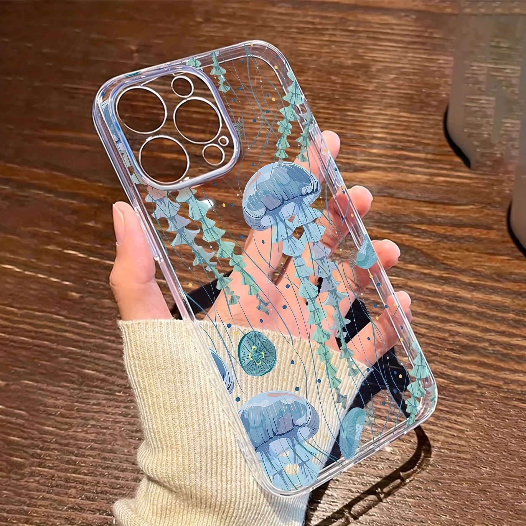 Jellyfish-Themed Soft Transparent TPU Phone Case for Moto G52 4G (T ...