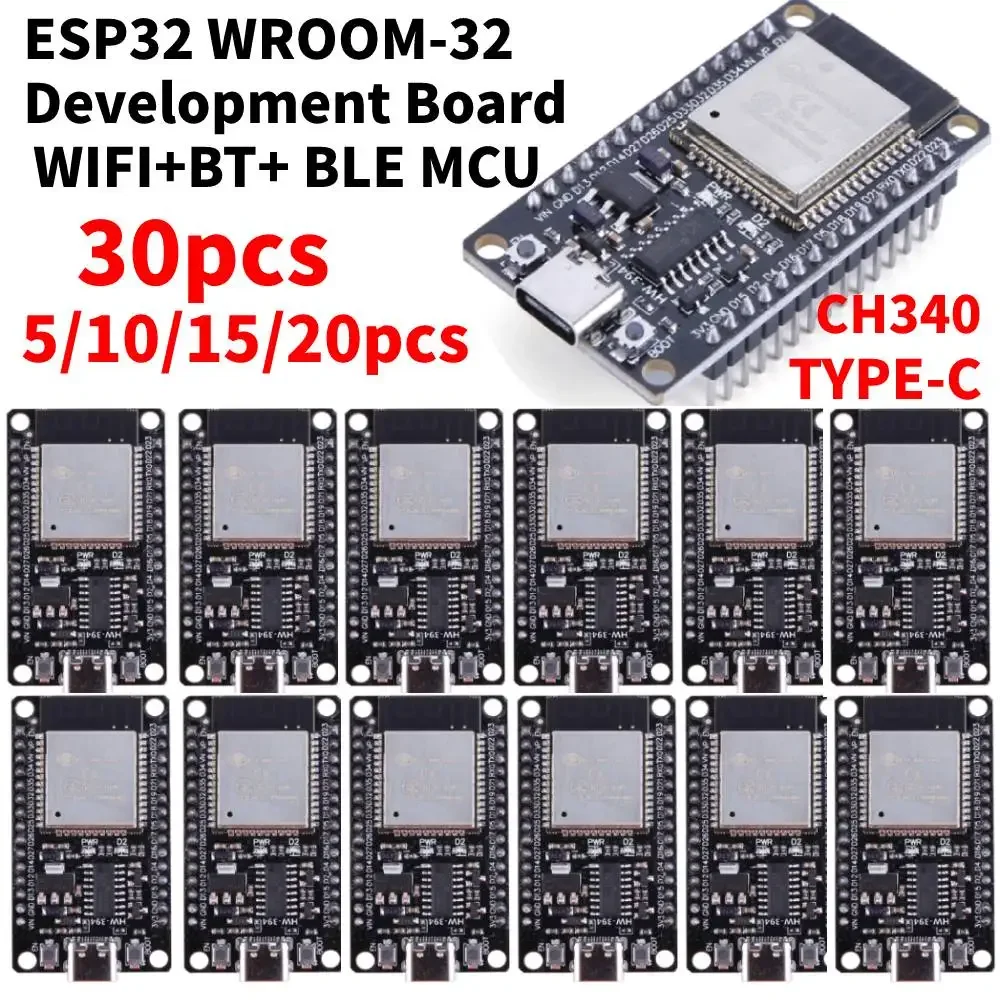 ESP32-WROOM-32-Development-Board-5V-TYPE-C-CH340C-WiFi-Bluetooth-Ultra ...