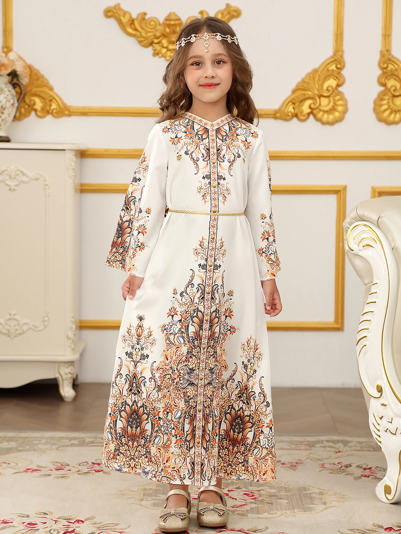 Muslim Dress for Kids Girls Abaya Middle East Ramadan Long Sleeve ...