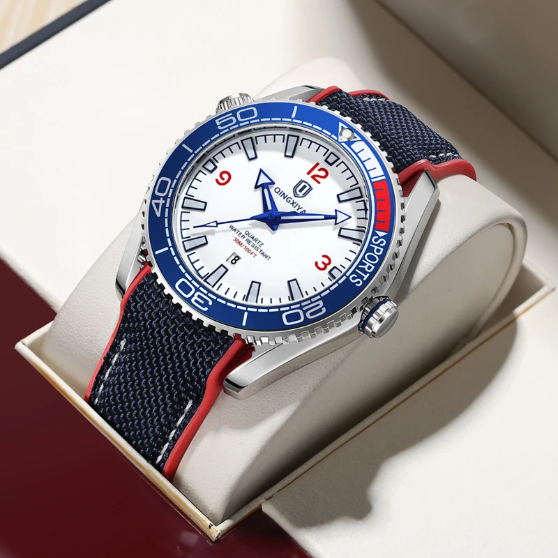 QINGXIYA Luxury Top Brand Quartz Watch for Men Rubber Belt Waterproof ...