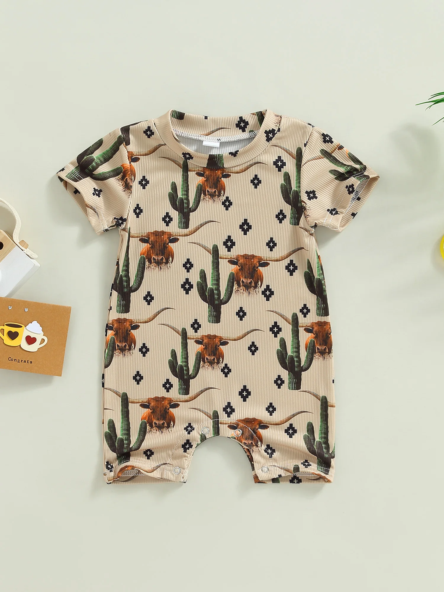 Infant-Baby-Western-Cowboy-Jumpsuits-Cartoon-Bull-Head-Print-Short ...