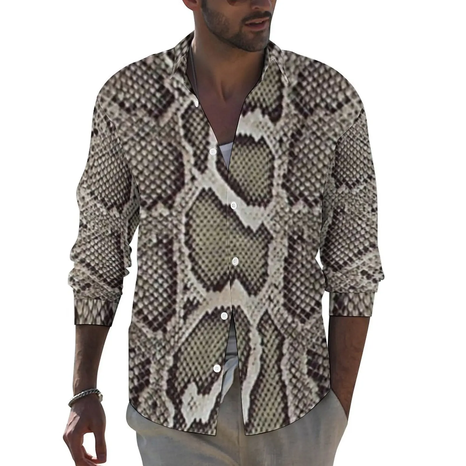 Faux-Boa-Snakeskin-Shirt-Men-Animal-Skin-Print-Casual-Shirts-Autumn ...