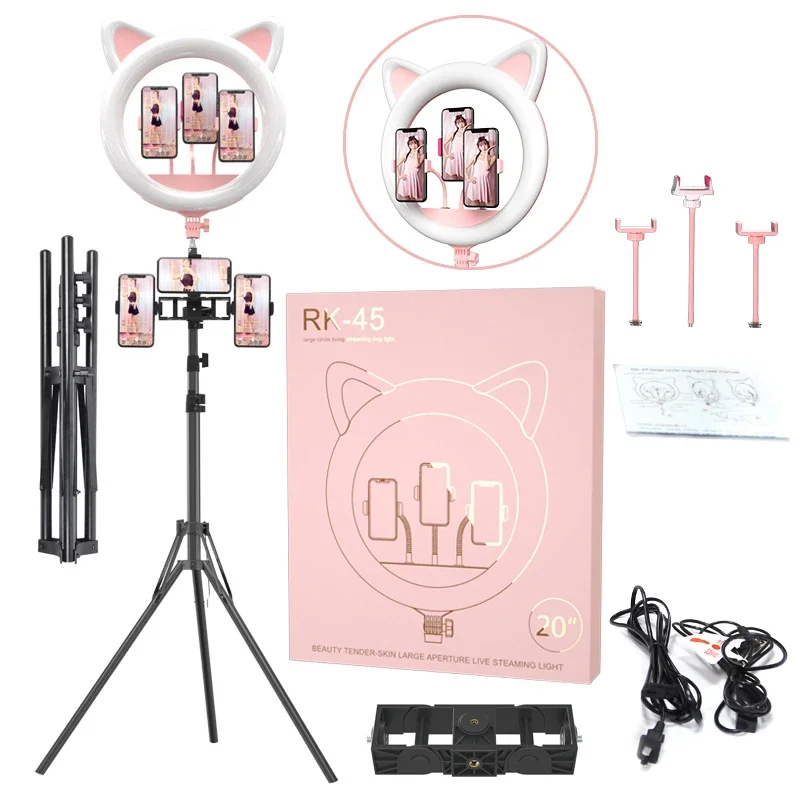 Heart-Cat-Ear-20-inch-Pink-LED-Ring-light-408pcs-LED-60-lumens-Dimmable ...