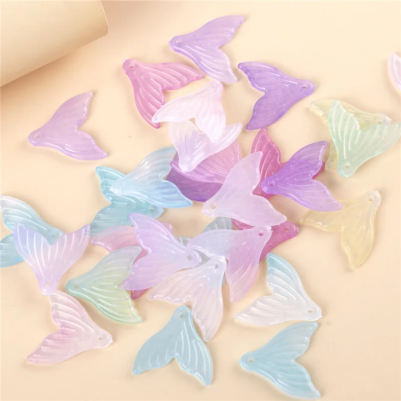 NEW 30 Pcs Mixed Color Fishtail Resin Charms Pendant Mermaid Tail ...